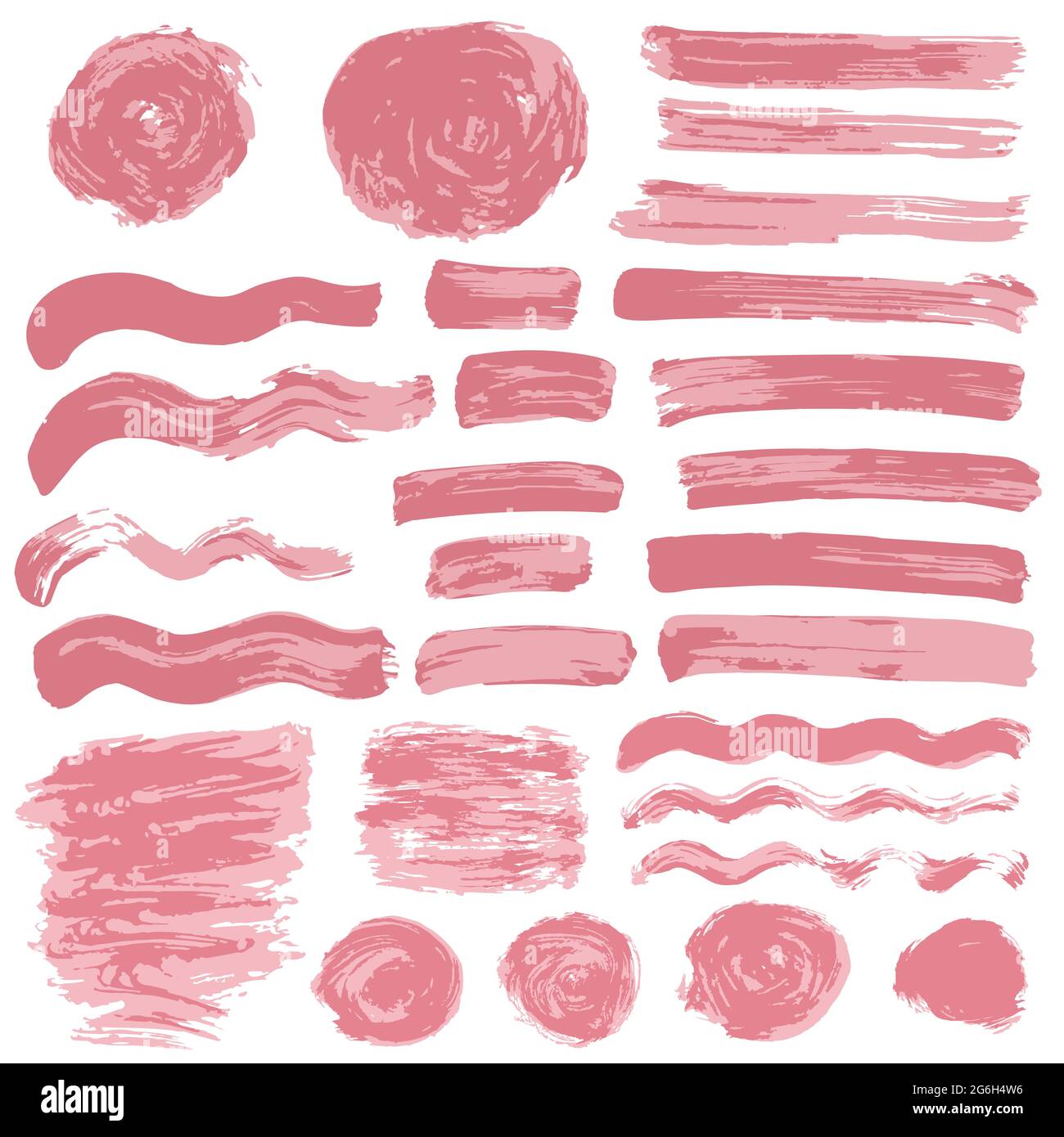 Collection of pink paint, ink, brush strokes, brushes, lines, grungy ...