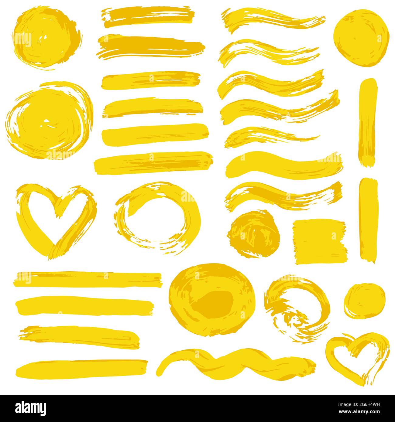 Collection of orange paint, ink, brush strokes, brushes, lines, grungy ...