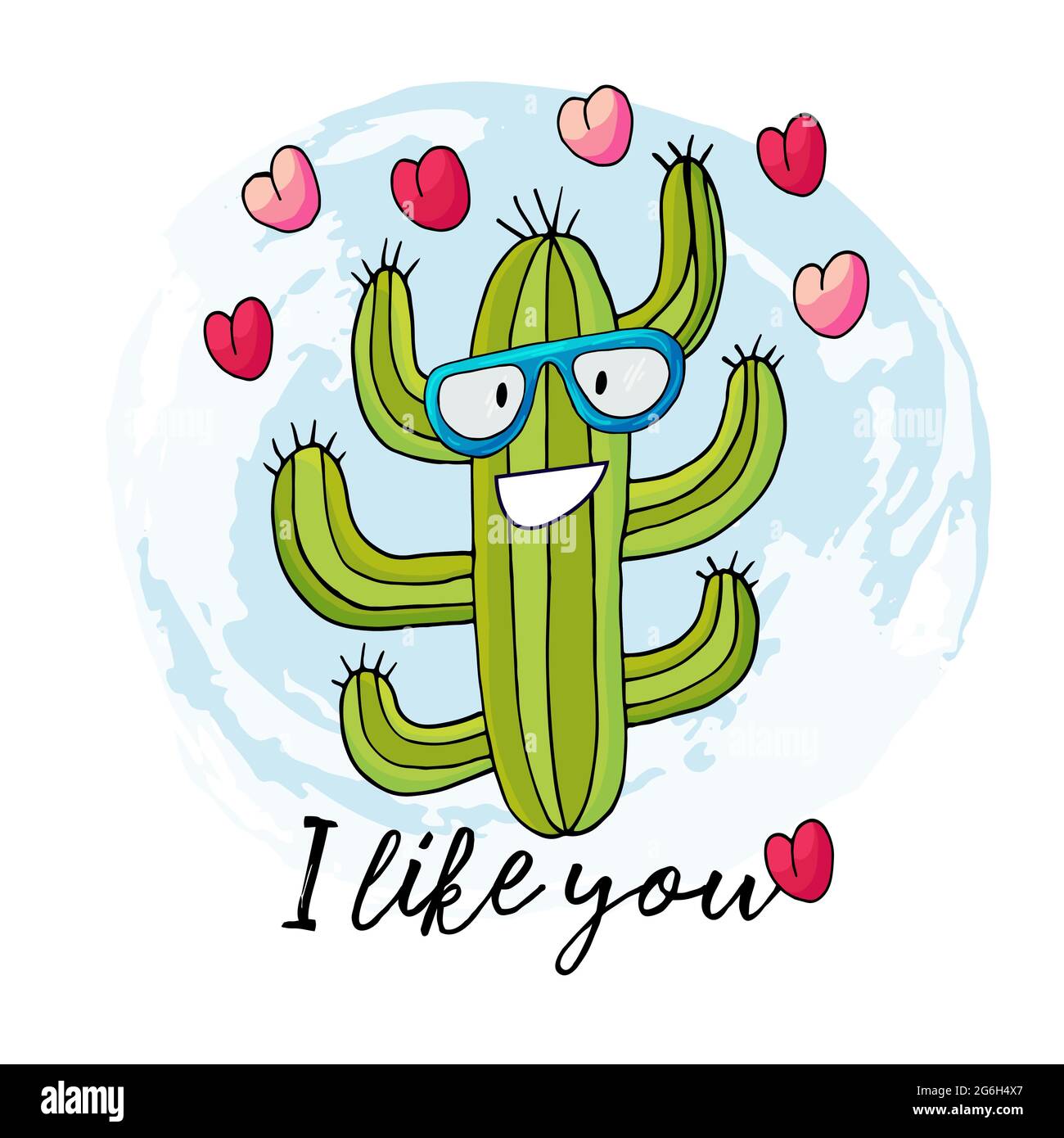 Cute vector illustration. Cartoon image of a cactus. Stylish cactus ...