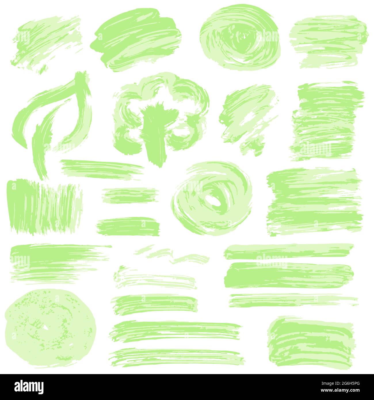 Collection of green paint, ink, brush strokes, brushes, lines, grungy ...