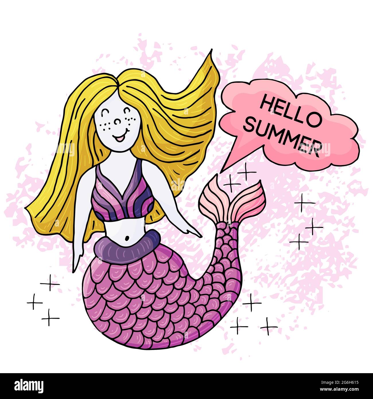 Vector illustration of a fabulous mermaid. Cartoon character for cards ...