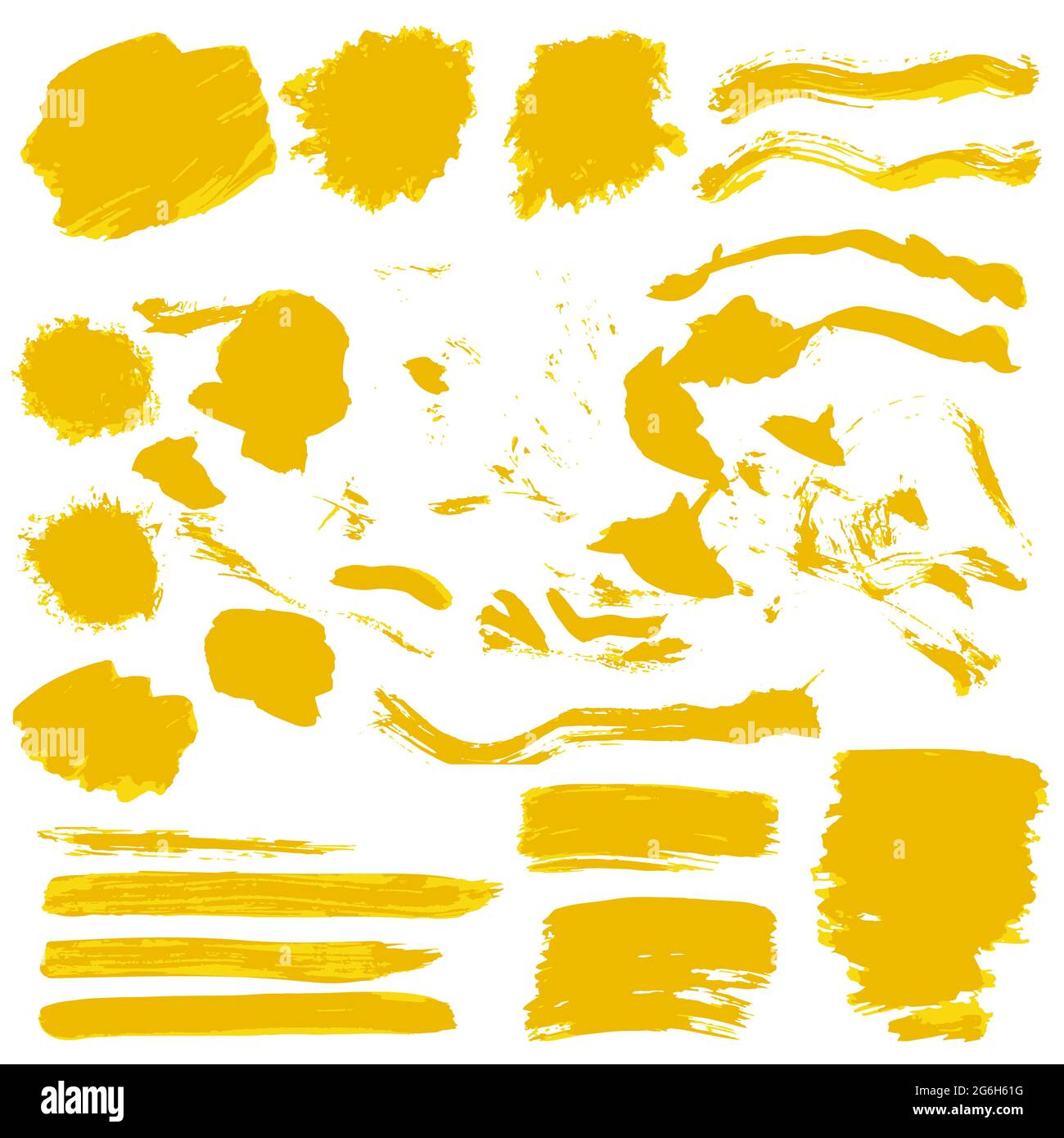 Collection of orange paint, ink, brush strokes, brushes, lines, grungy ...