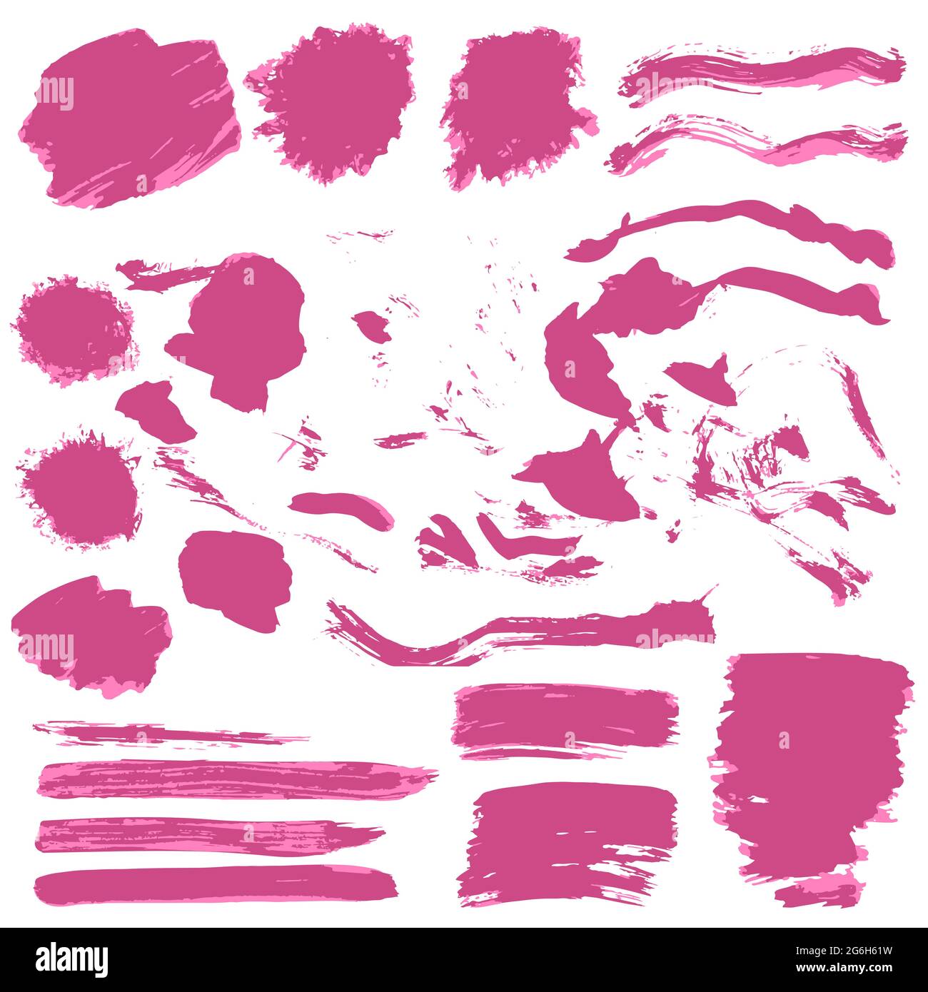 Collection of pink paint, ink, brush strokes, brushes, lines, grungy ...