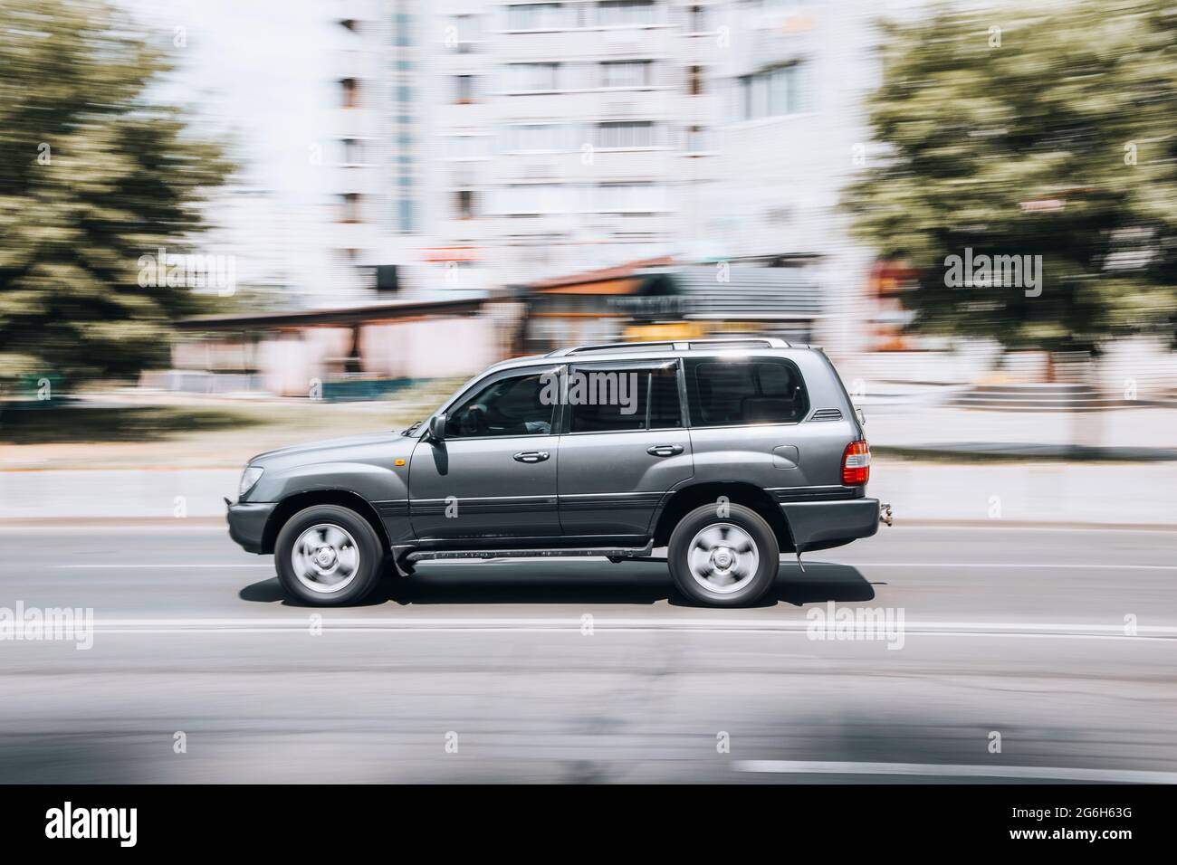 Ukraine, Kyiv - 27 June 2021: Gray Toyota Land Cruiser car moving on ...