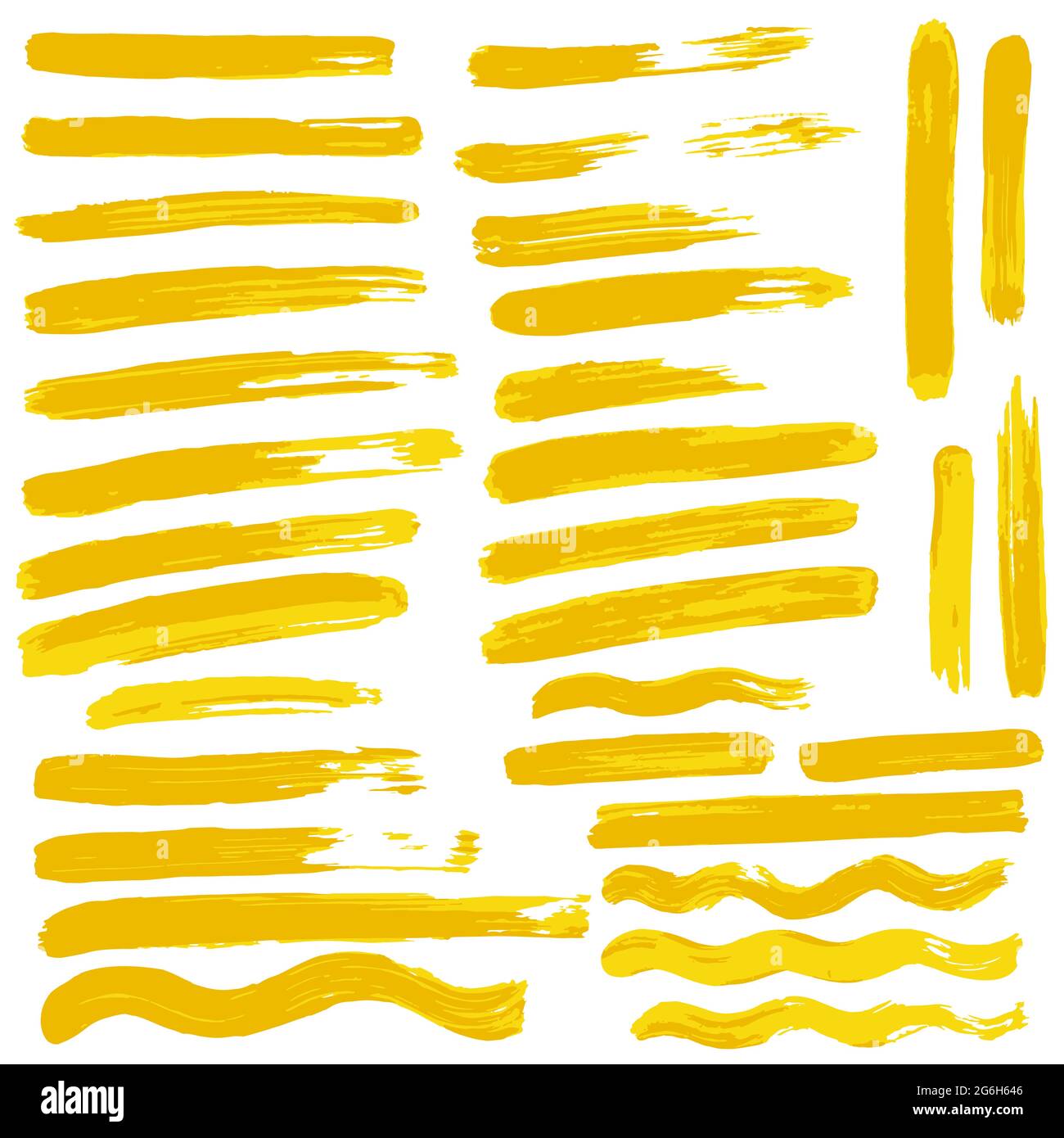 Collection of orange paint, ink, brush strokes, brushes, lines, grungy ...