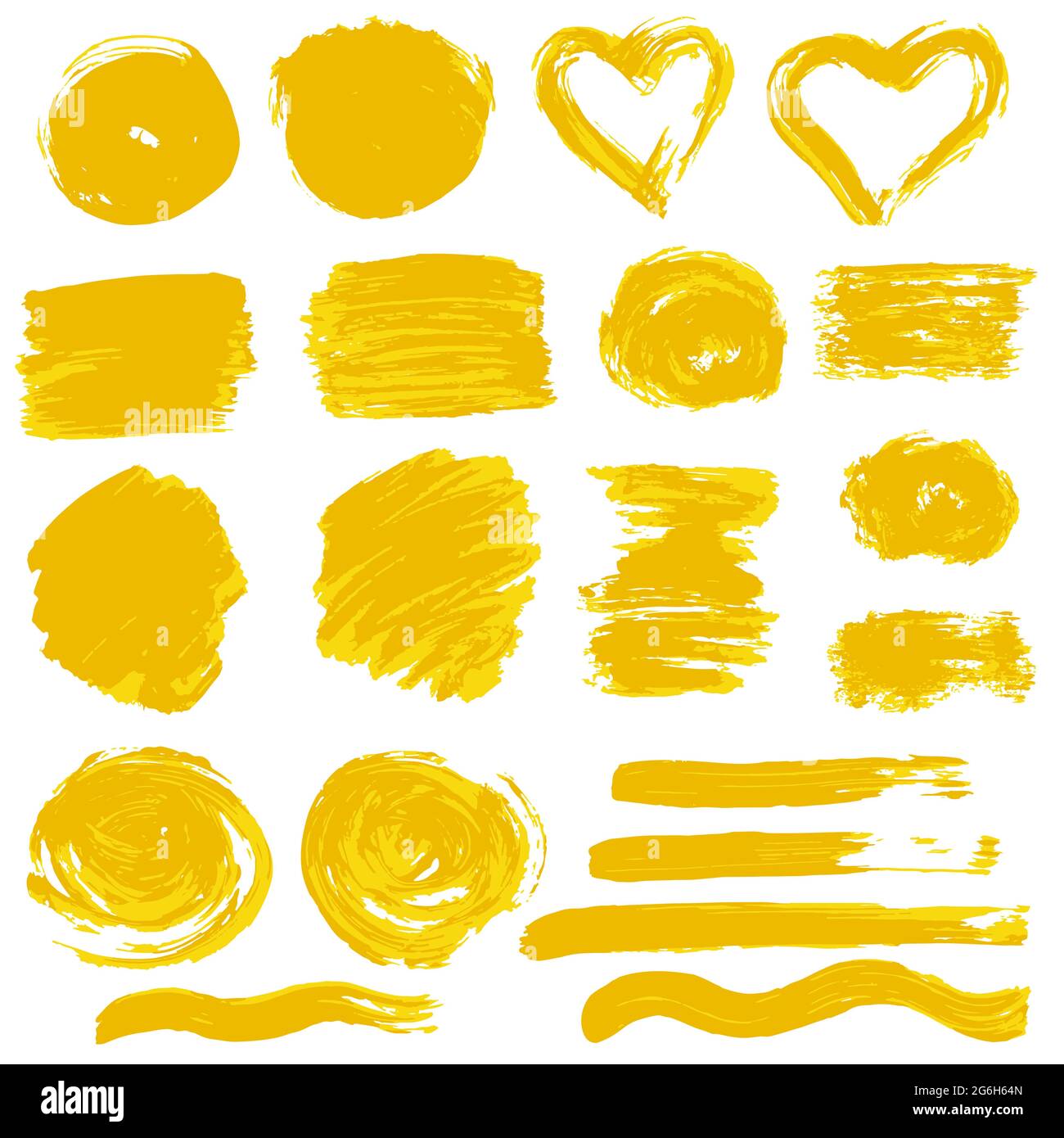 Collection of orange paint, ink, brush strokes, brushes, lines, grungy ...