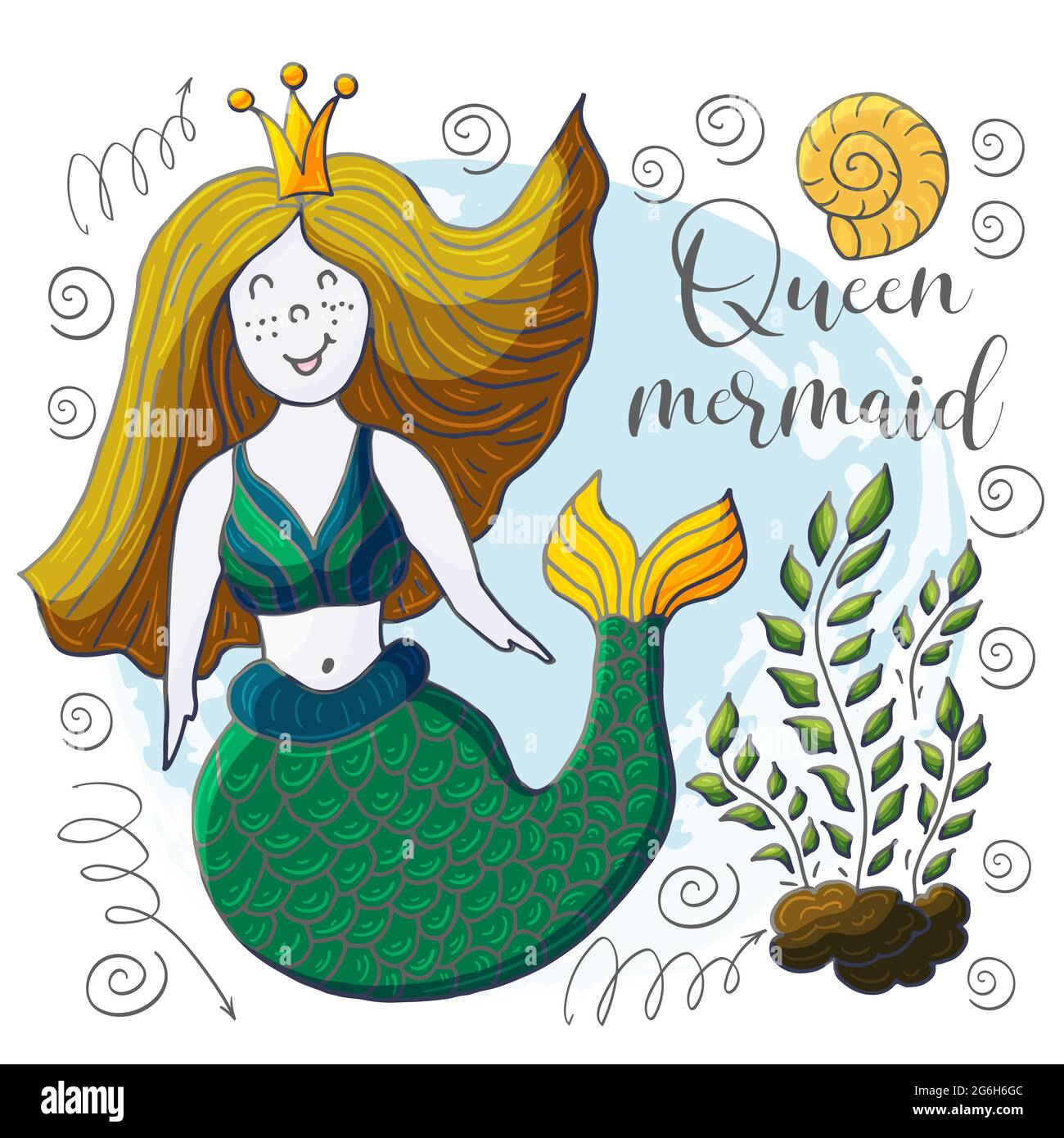 Vector illustration of a fabulous mermaid. Cartoon character for cards ...