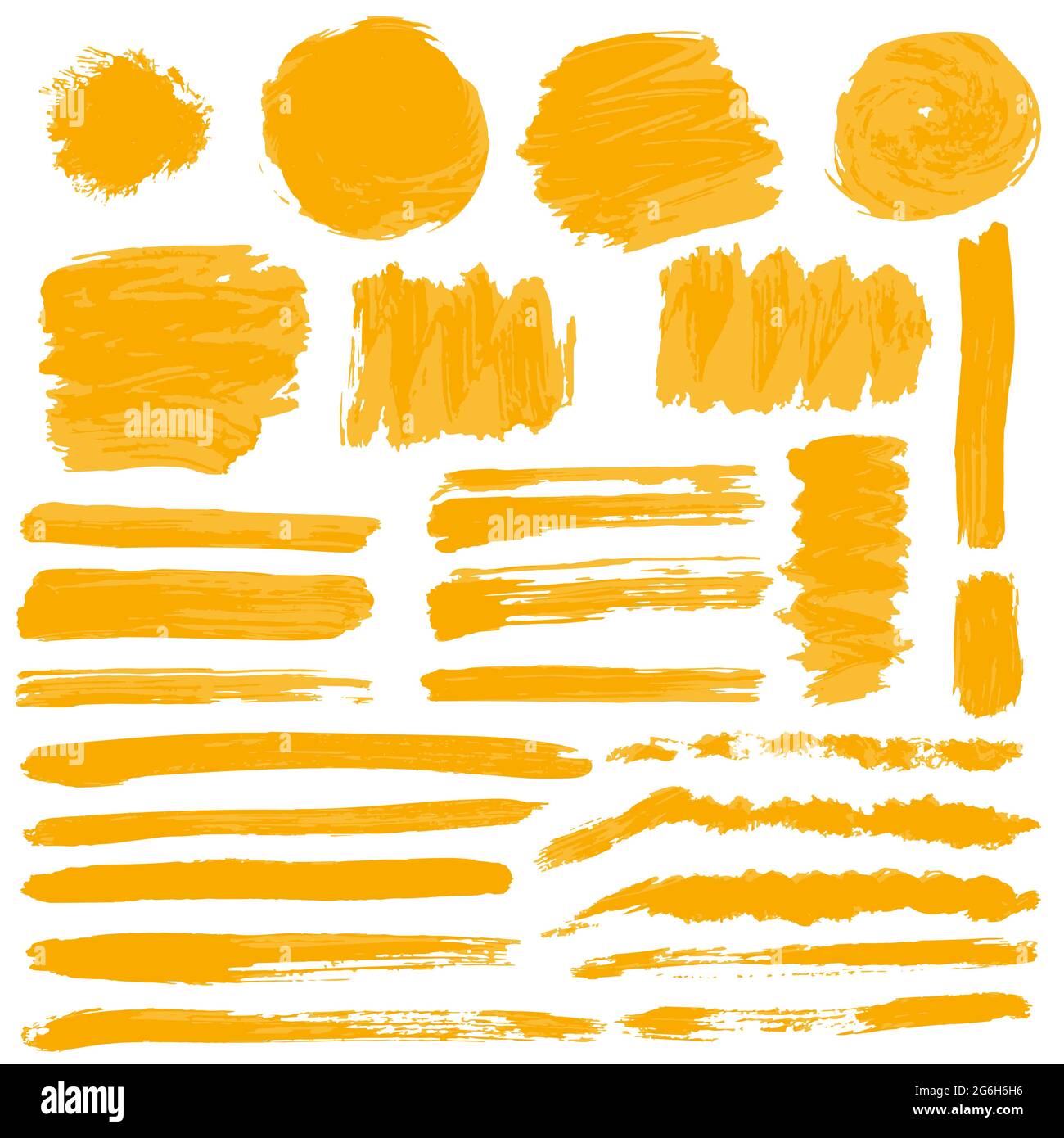 Collection of orange paint, ink, brush strokes, brushes, lines, grungy ...