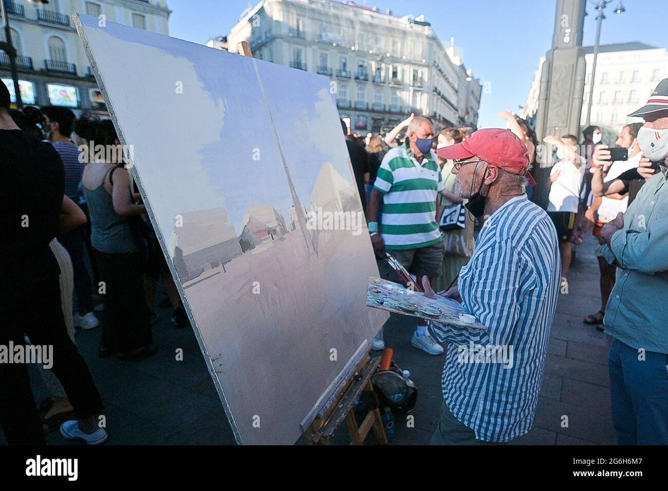 Madrid, Spain. 05th July, 2021. Antonio Lopez, a painter completes the ...