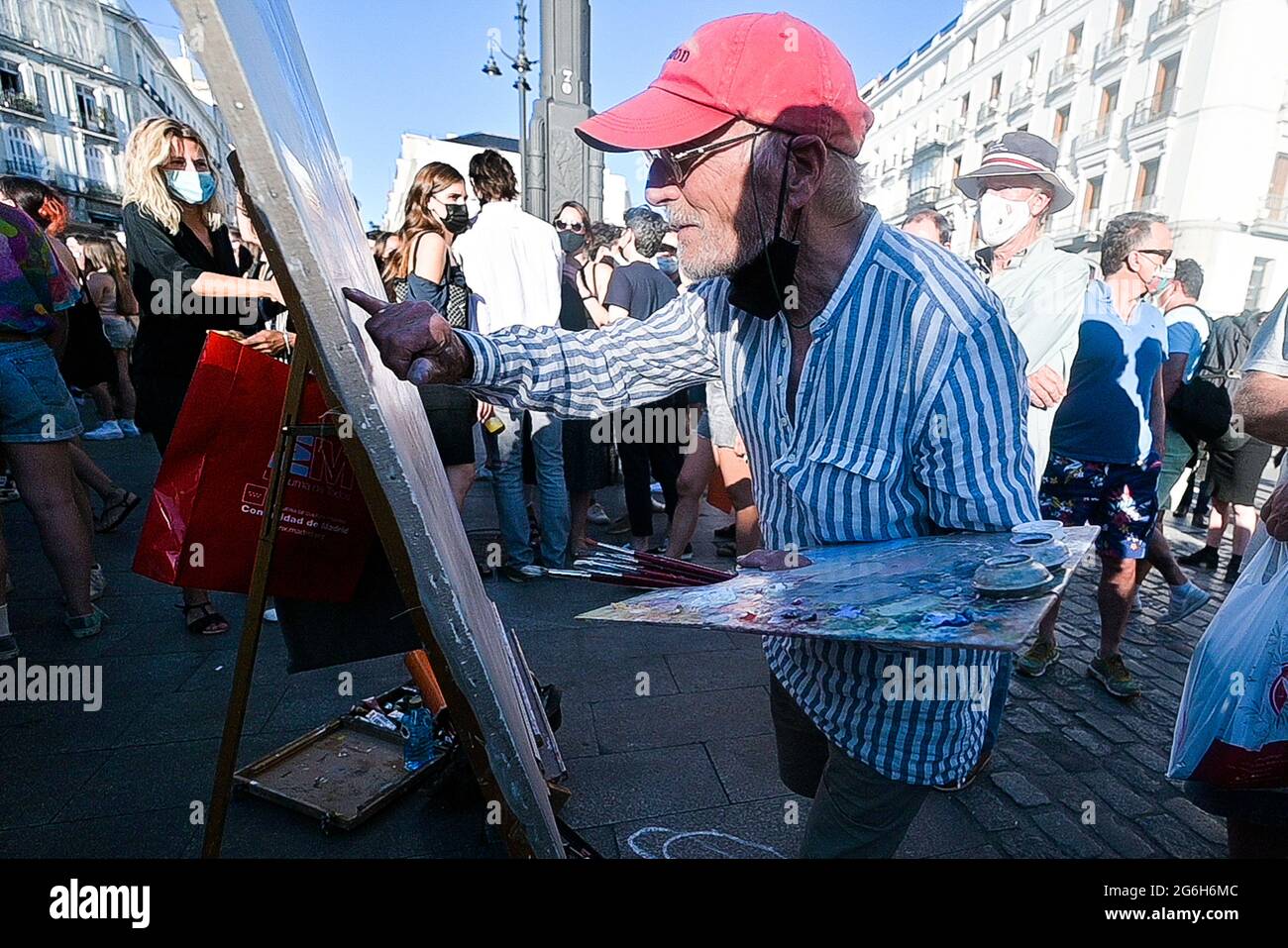 Madrid, Spain. 05th July, 2021. Painter, Antonio Lopez seen completing ...