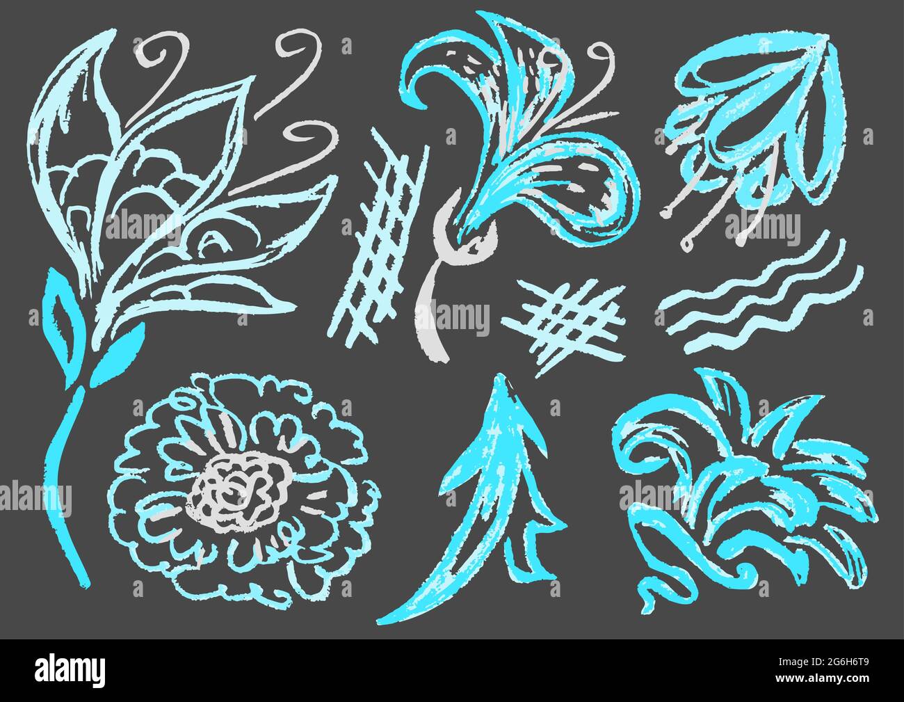 Cute childish drawing with colored chalk on a gray background. Pastel ...