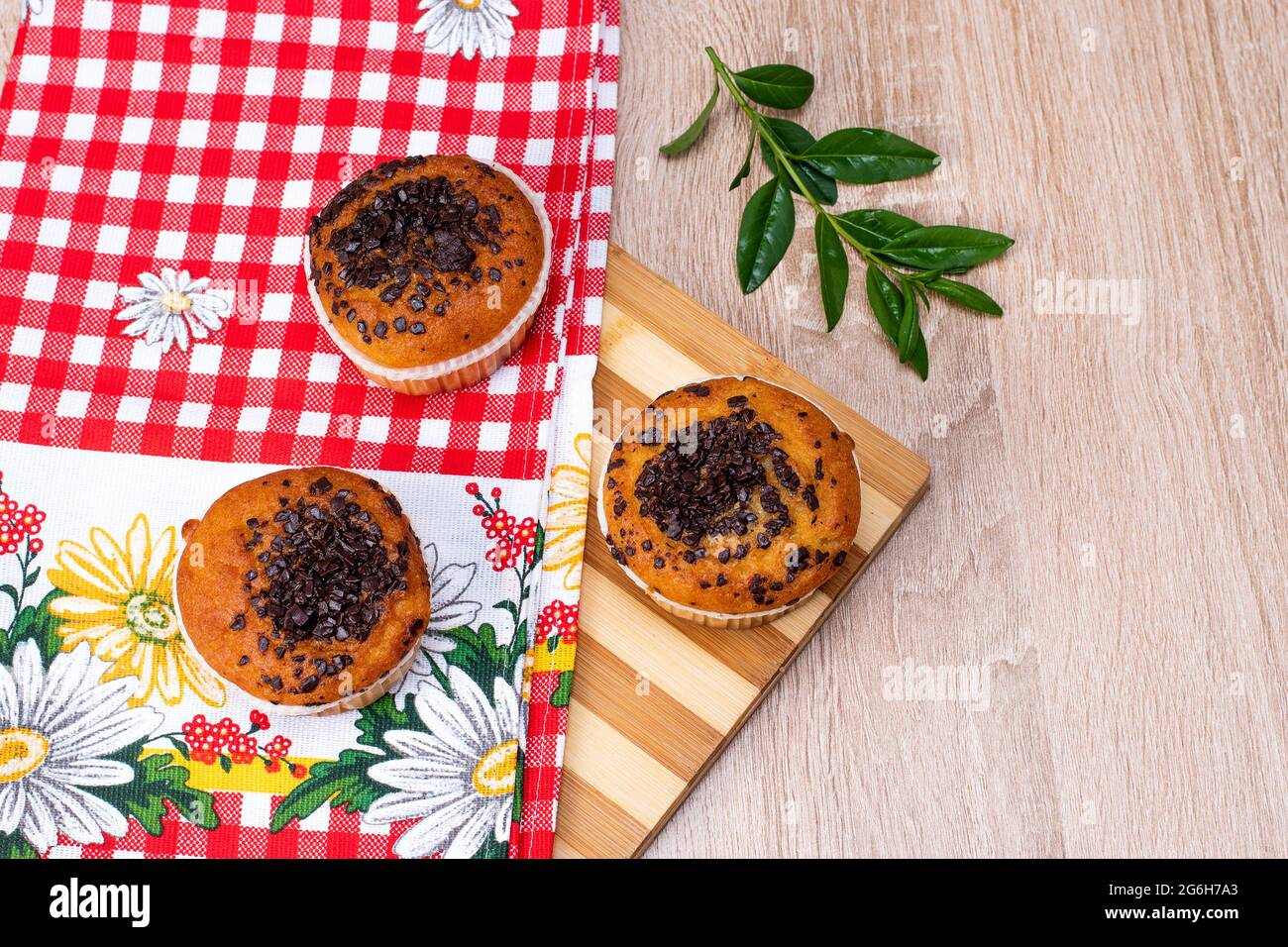 Chocolate muffin and nut muffin, homemade bakery on dark background ...