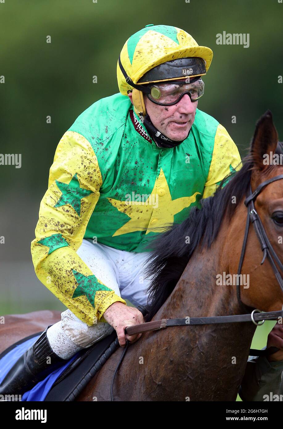 Jockey John Egan at Pontefract Racecourse. Picture date: Tuesday July 6 ...