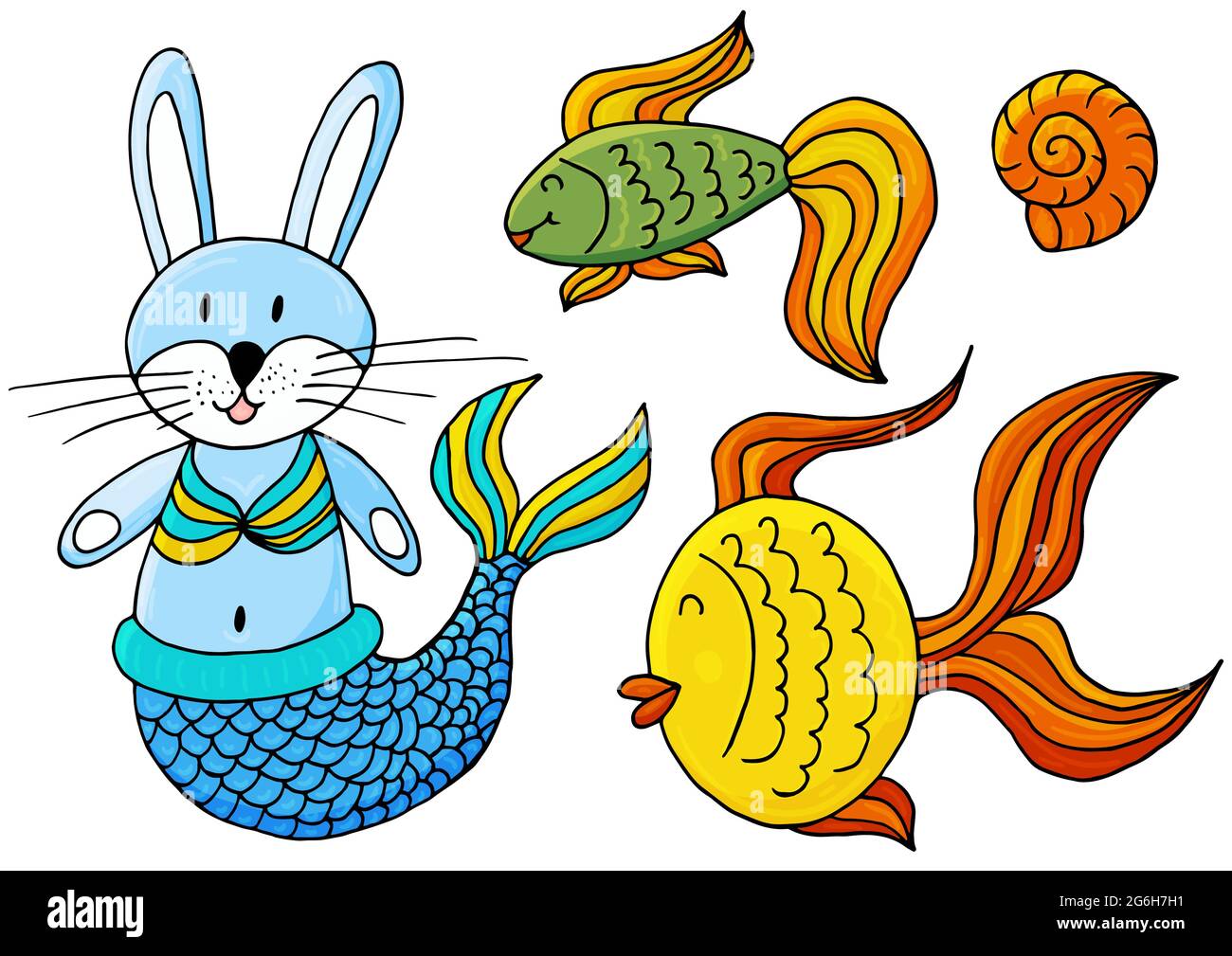 Vector illustration, ocean, underwater world, marine clipart. Set of ...