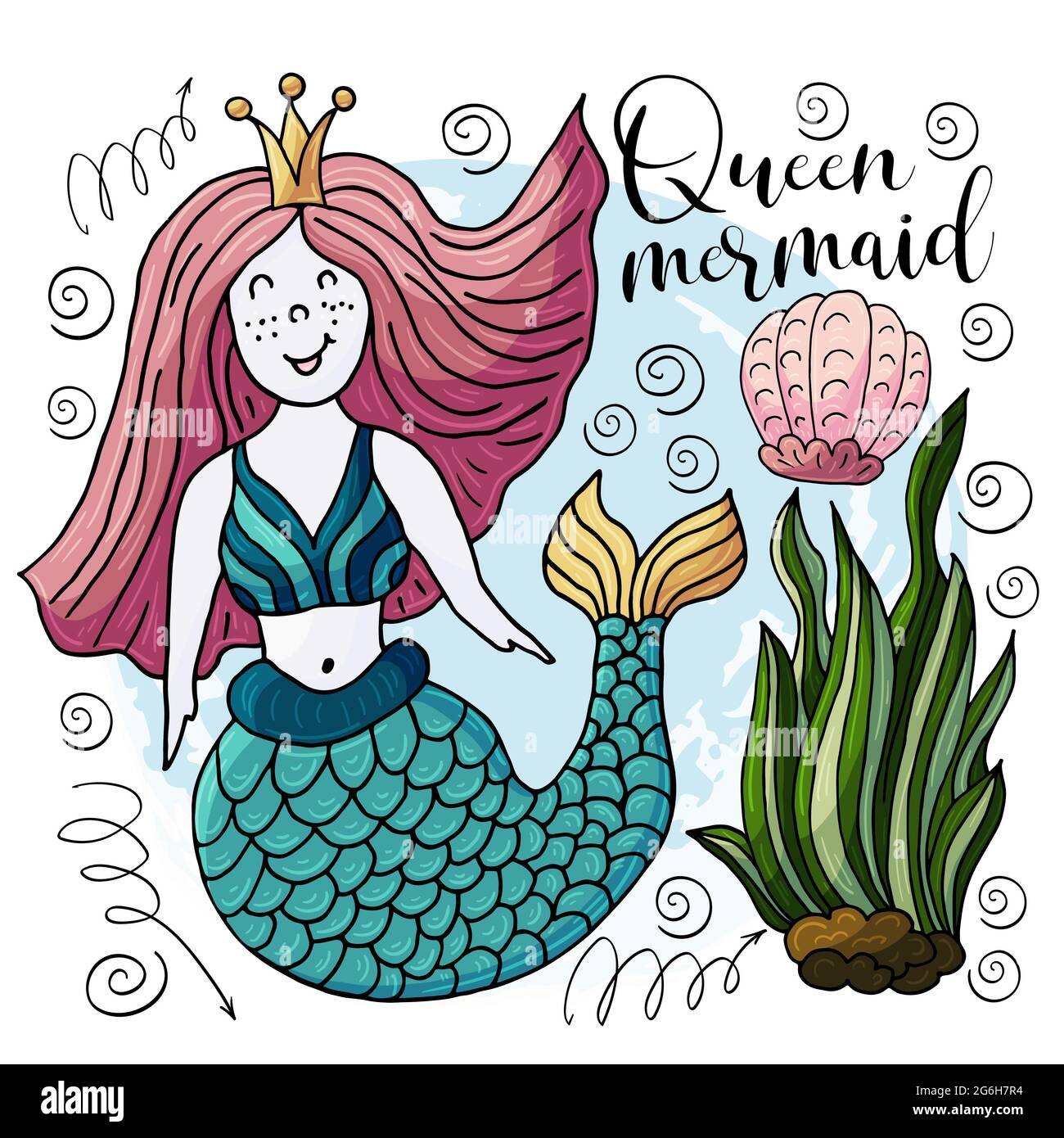 Vector illustration of a fabulous mermaid. Cartoon character for cards ...