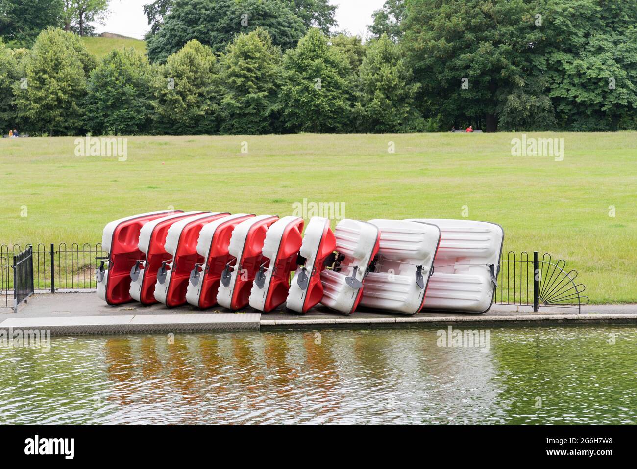 boats at boating pond in London greenwich Park, England, UK Stock Photo ...
