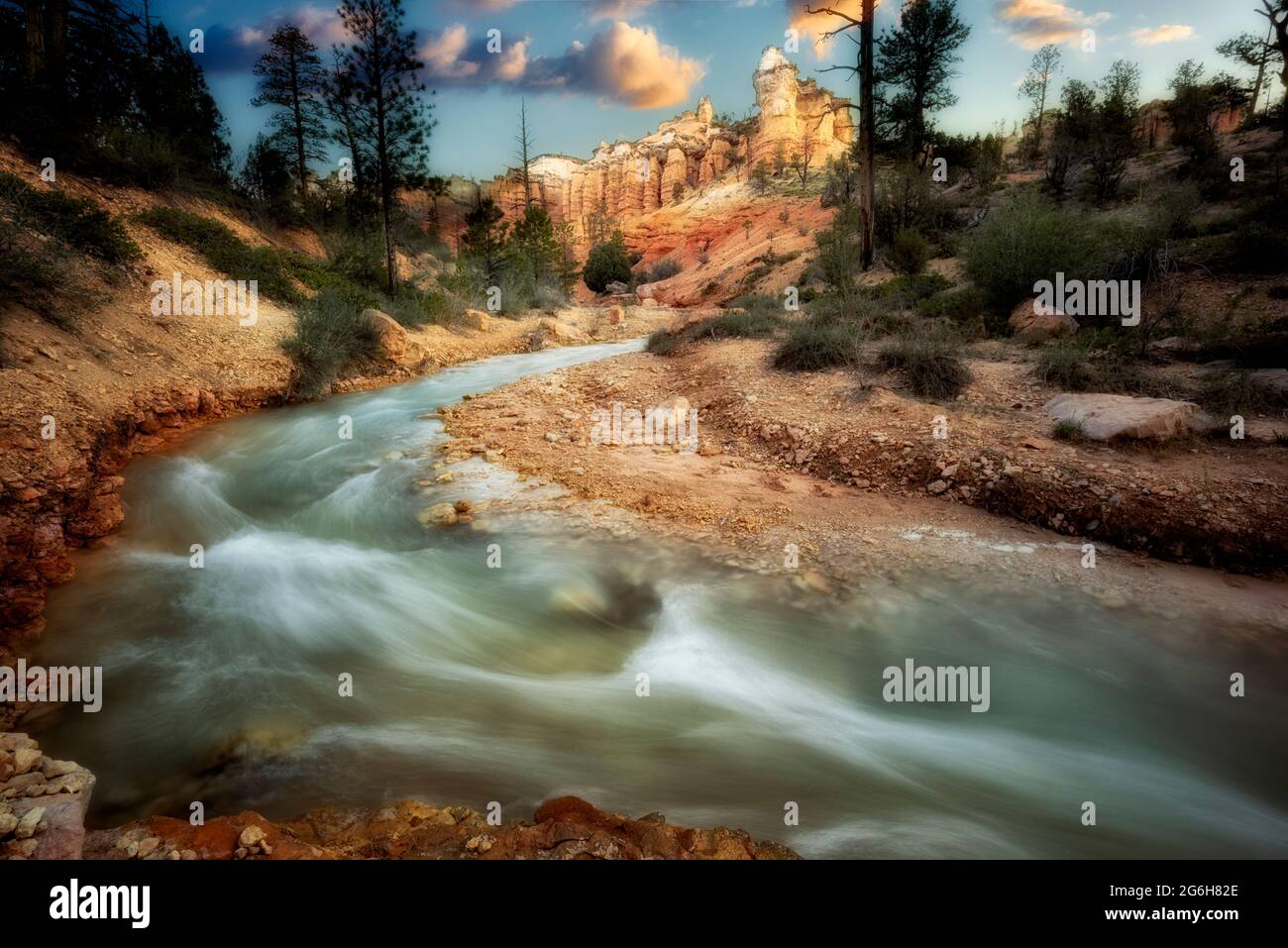 Rock formatiobns and Tropic Ditch. Zion National Park, Utah Stock Photo ...