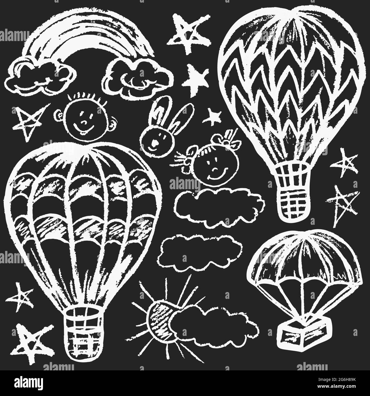 Rainbow drawn chalk Black and White Stock Photos & Images - Alamy