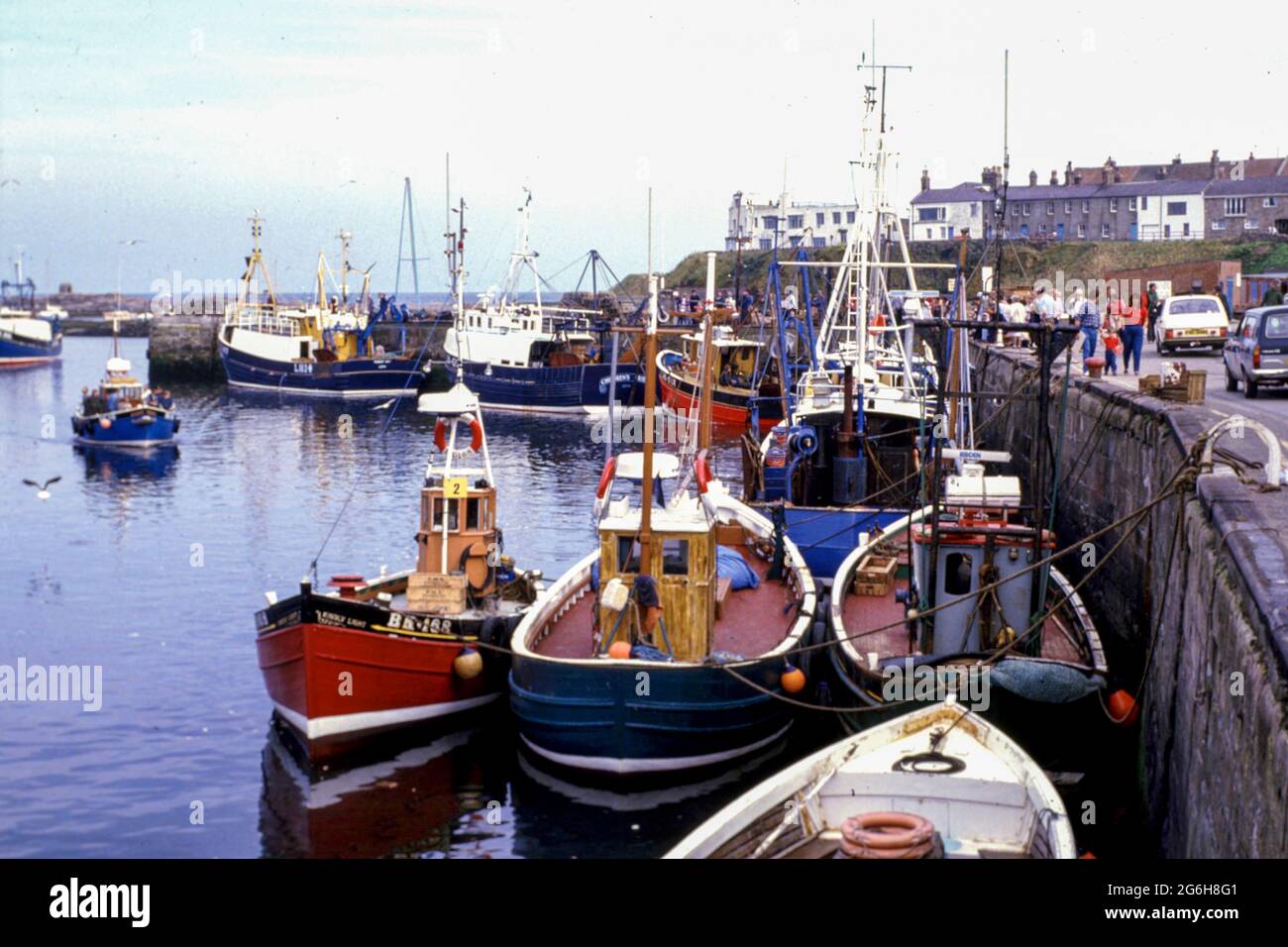 Fishing boats at Seahouses Harbour in 1984 Stock Photo - Alamy