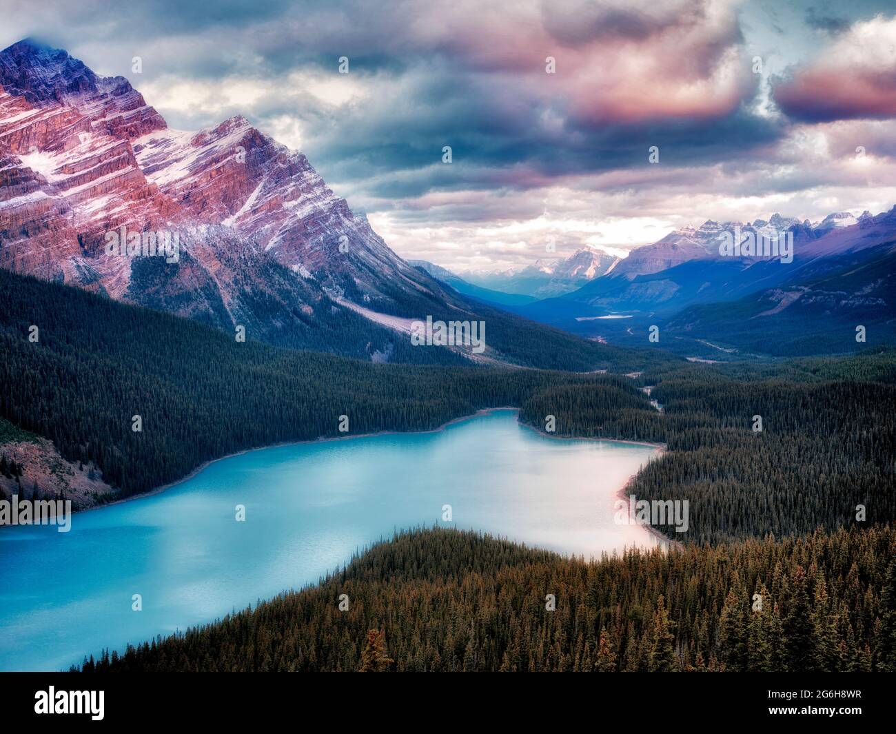 Peyto Lake at sunrise. Banff National Park, Alberta Canada Stock Photo ...