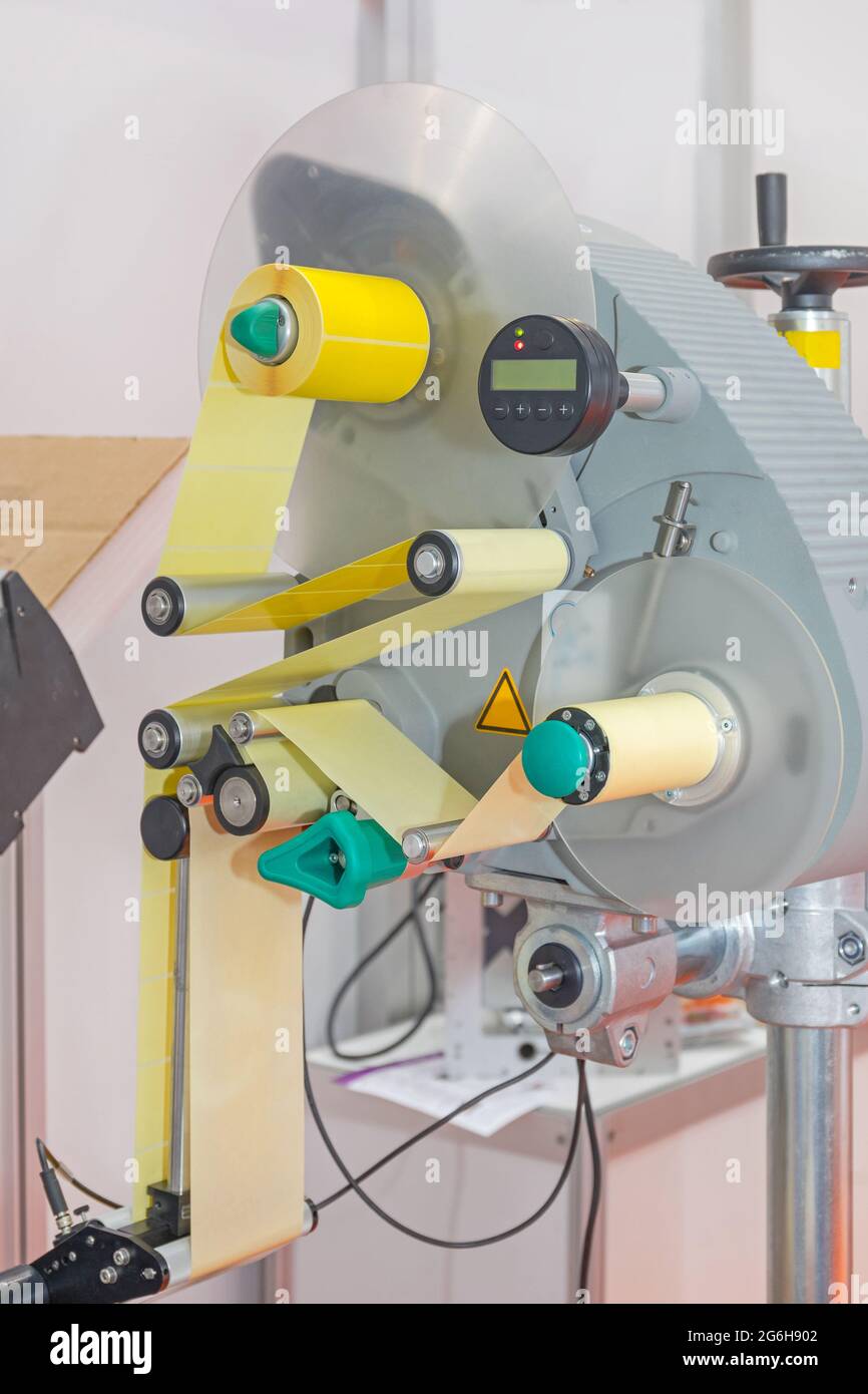 Automated Labeler Machine Packing Line Factory Production Stock Photo ...