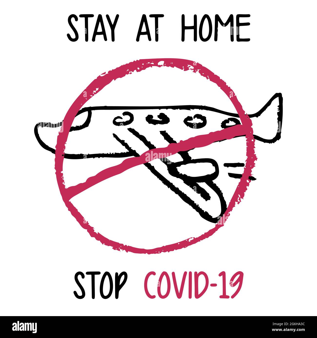 Children's drawing with wax crayons. Just stay at home. Coronavirus ...