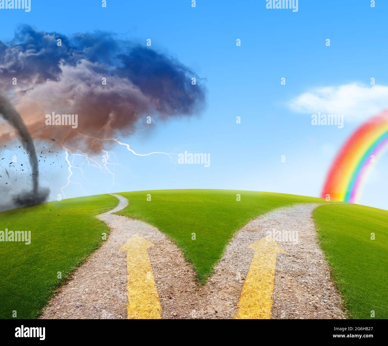 fork in the road choice concept illustration Stock Photo - Alamy