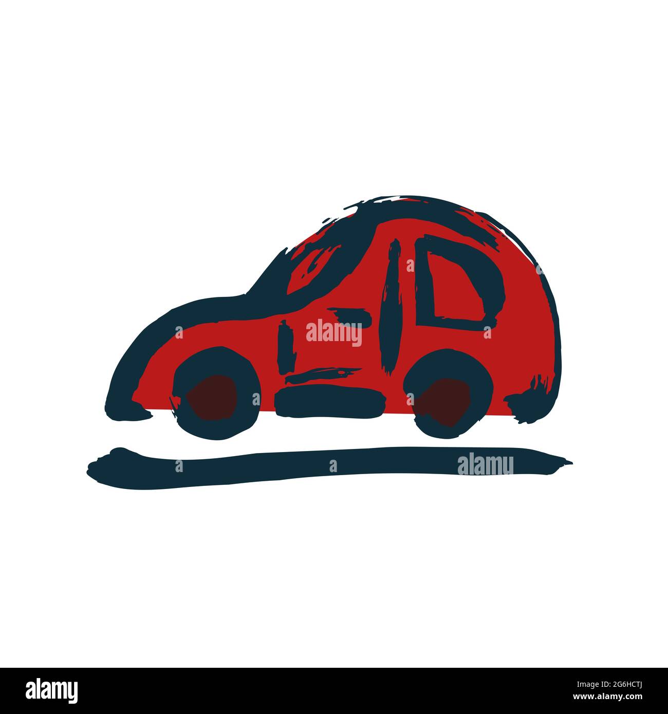 Machine, car icon. Hand drawing paint, brush drawing. Isolated on a ...