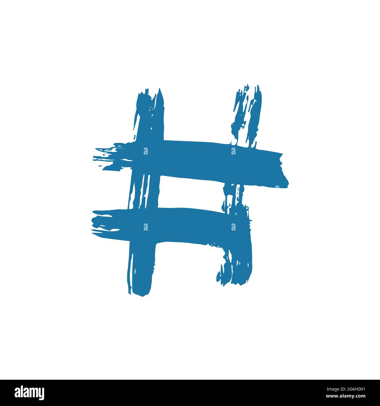 Hashtag icon. Hand drawing paint, brush drawing. Isolated on a white ...