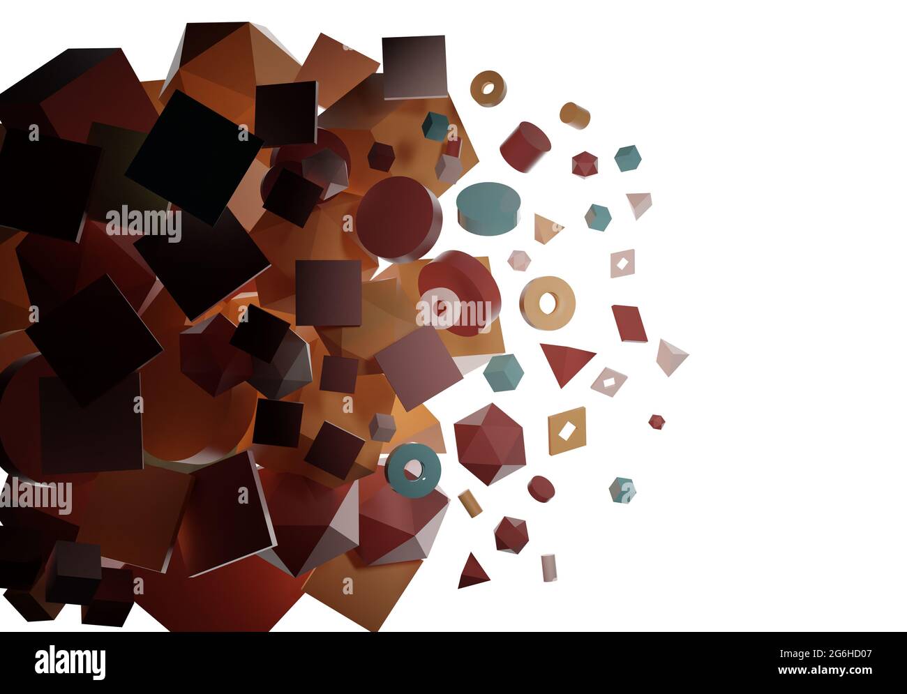 A burst of abstract geometrical shapes. 3D illustration Stock Photo - Alamy