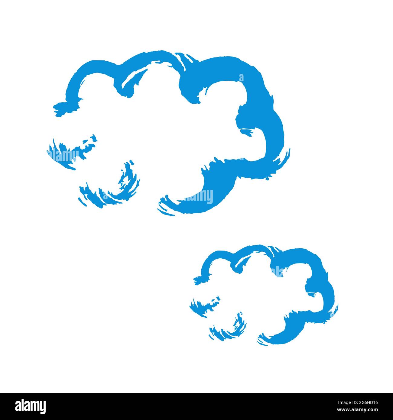 Clouds icon. Hand drawing paint, brush drawing. Isolated on a white ...