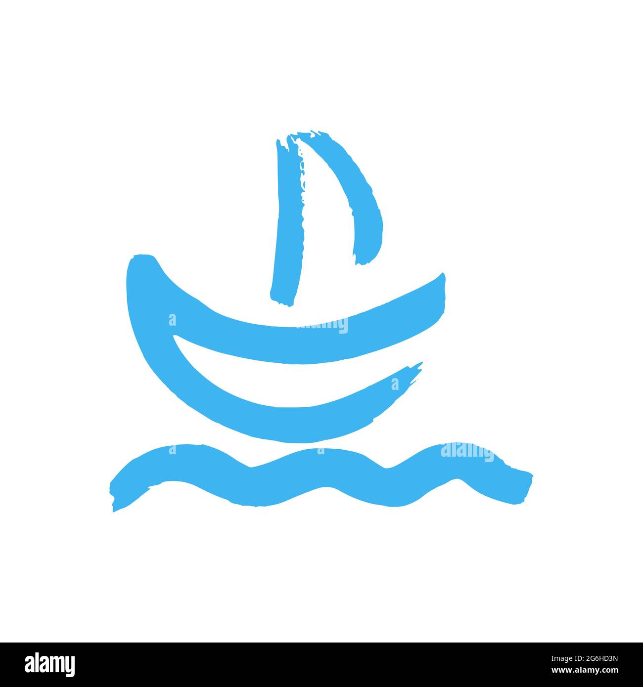 Ship, sailboat icon. Hand drawing paint, brush drawing. Isolated ...