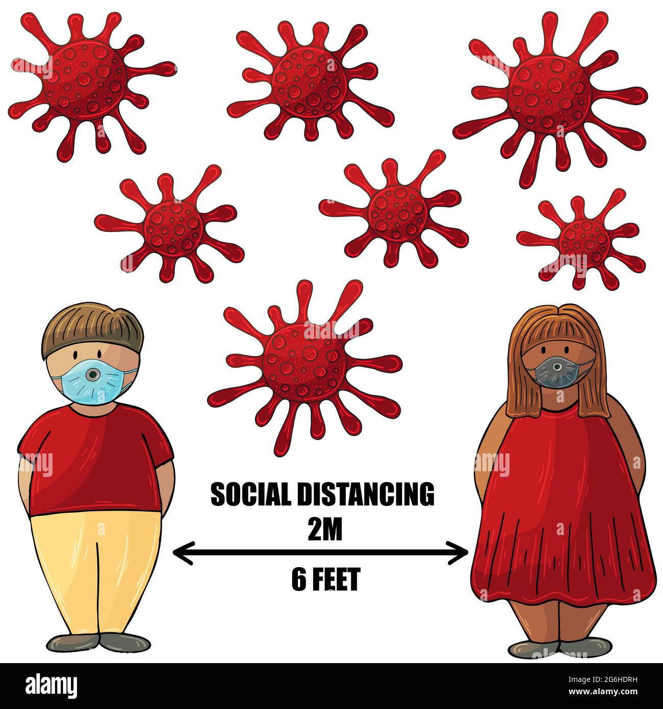 Social Distancing. Coronavirus prevention vector background. Cartoon ...