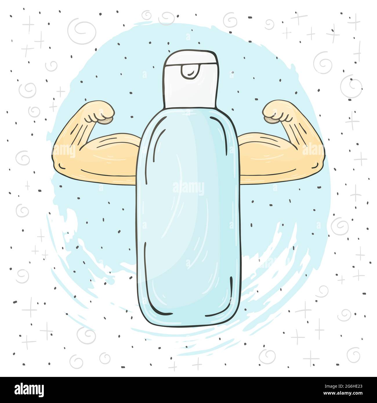Antiseptic with strong hands, strong man. Vector illustration hand ...