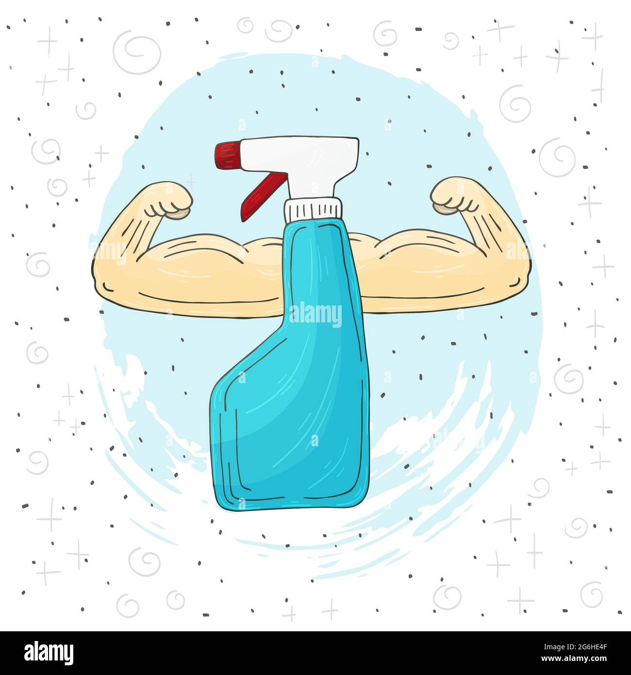 Antiseptic with strong hands, strong man. Vector illustration hand ...