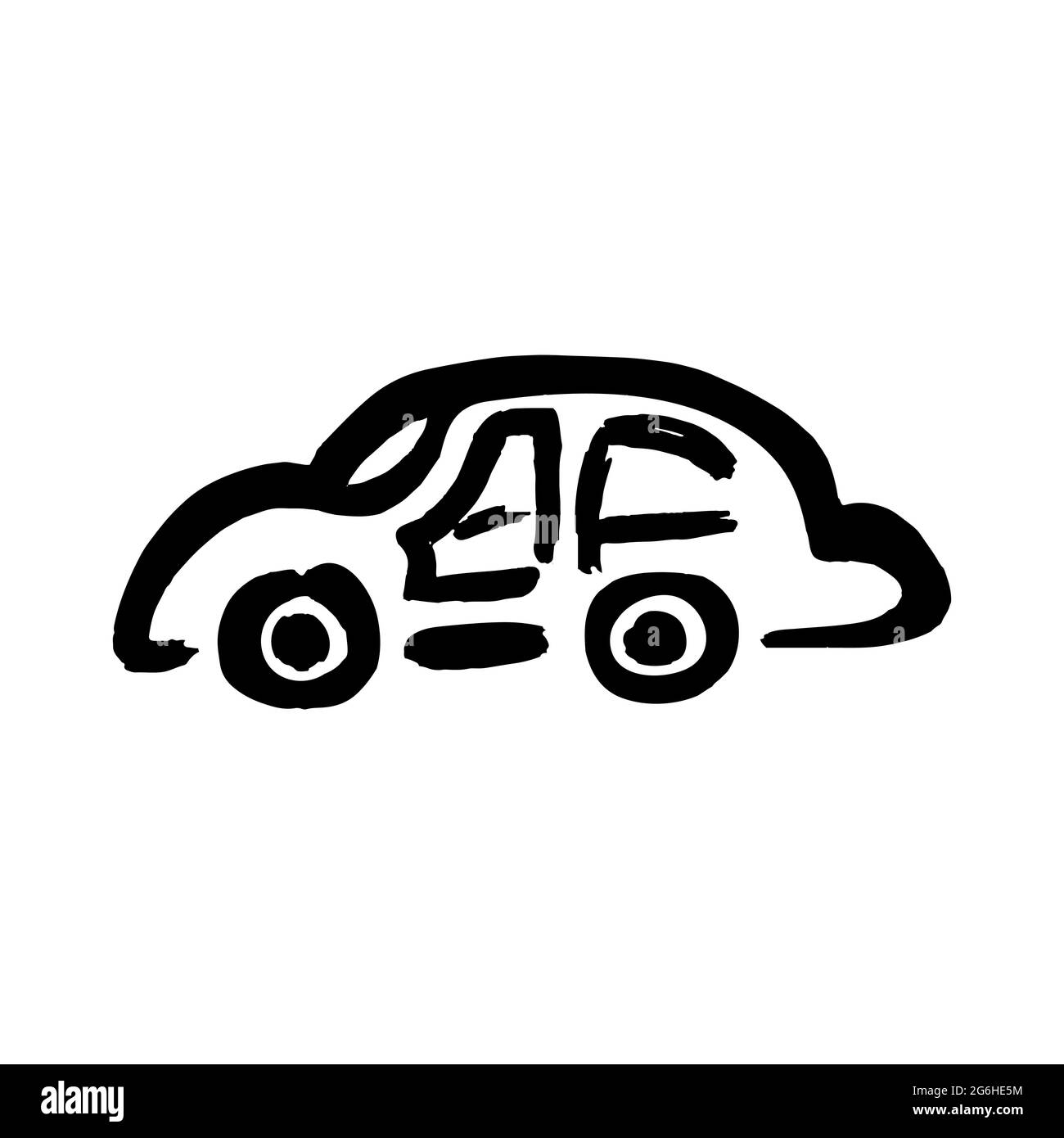 Machine, car icon. Hand drawing paint, brush drawing. Isolated on a ...