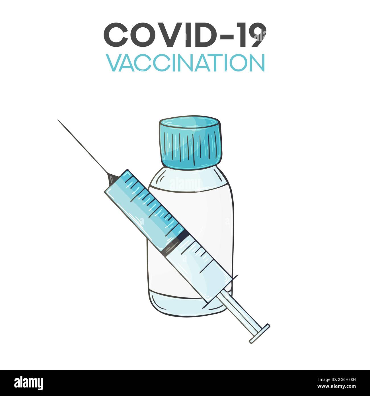 Coronavirus vaccine vials medicine bottles syringe vector drawing ...