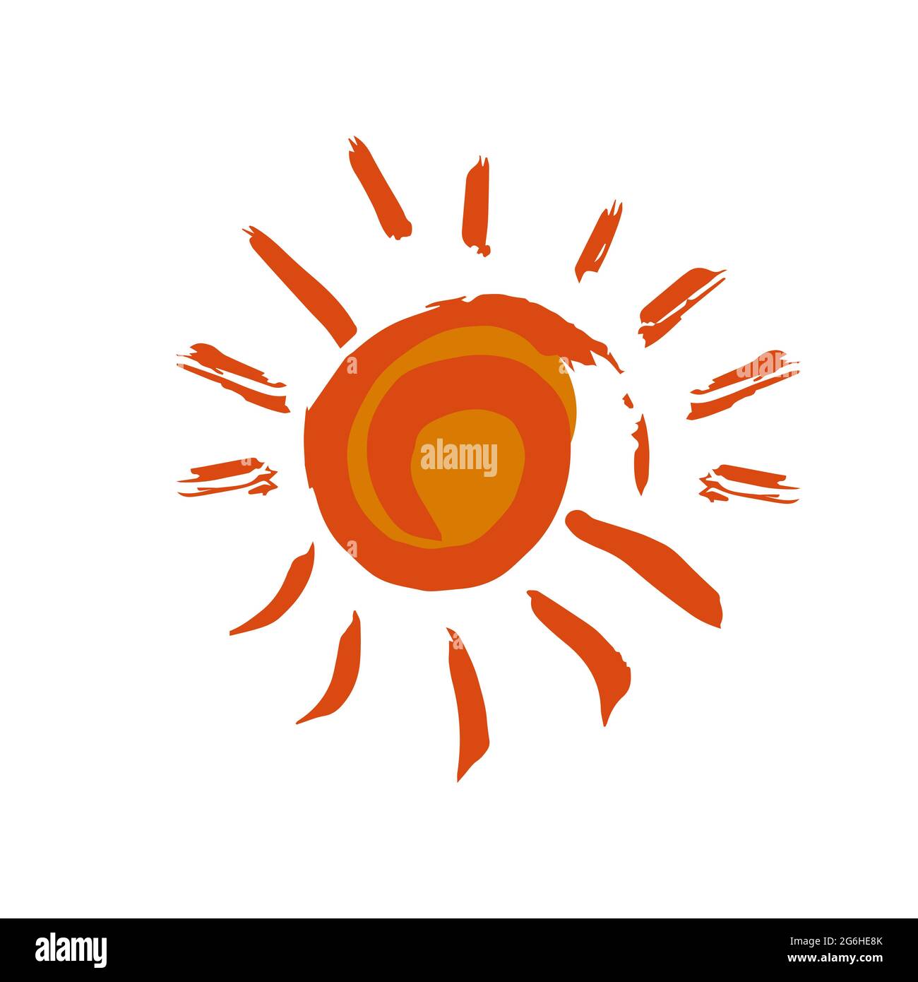 Sun icon. Hand drawing paint, brush drawing. Isolated. Doodle grunge ...