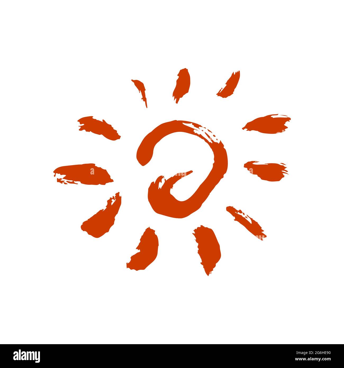 Sun icon. Doodle grunge style icon. Hand drawing paint, brush drawing ...