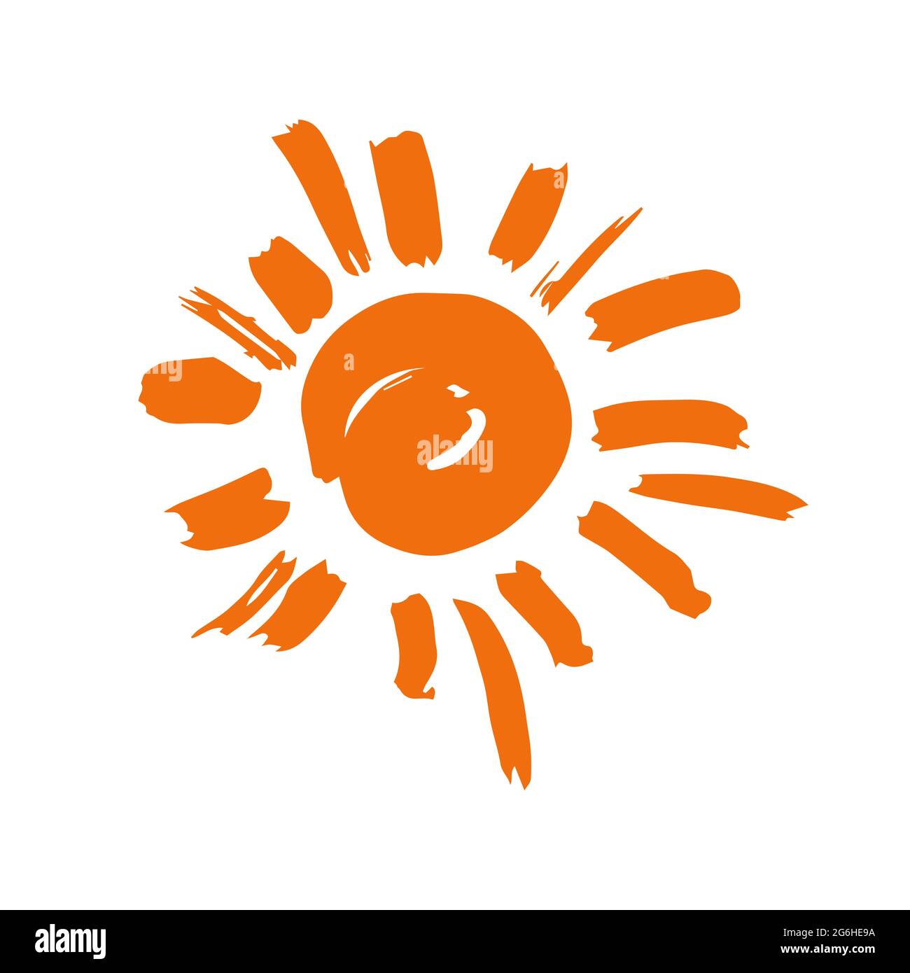 Sun icon. Hand drawing paint, brush drawing. Doodle grunge style icon ...