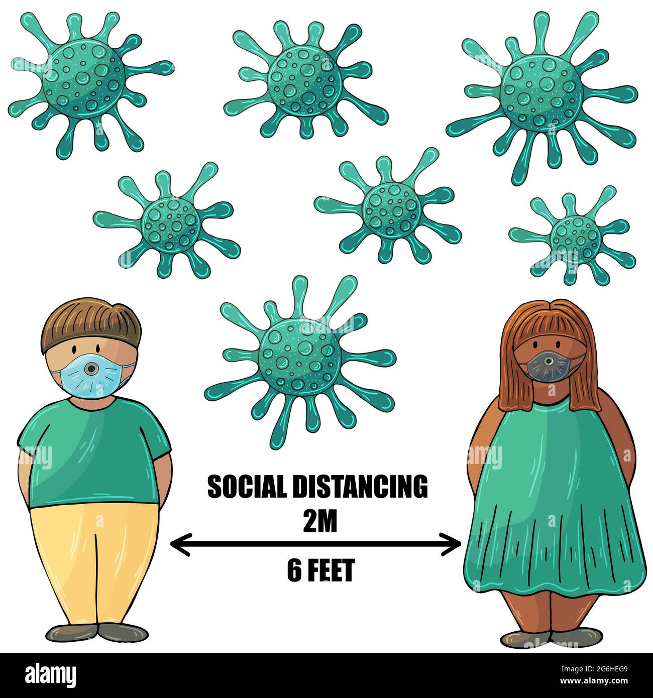 Social Distancing. Coronavirus prevention vector background. Cartoon ...