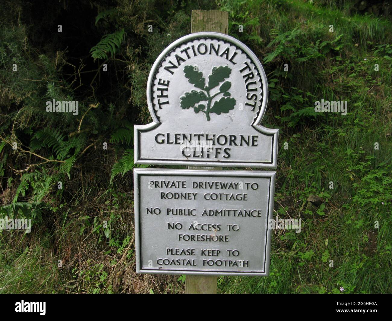 Glenthorne cliffs sign. South west coast path. North Somerset. West ...