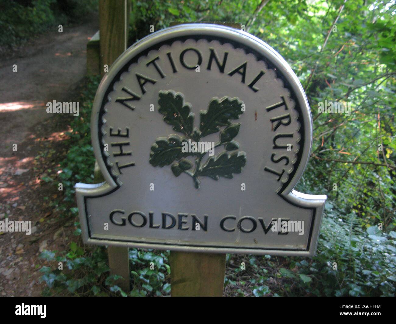 Golden cove sign. South west coast path. North Devon. West country ...