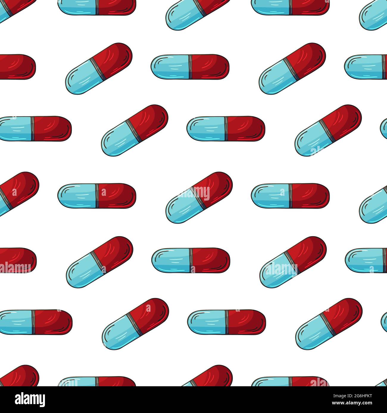 Cartoon medical drugs in hand draw style. Seamless pattern on a white ...