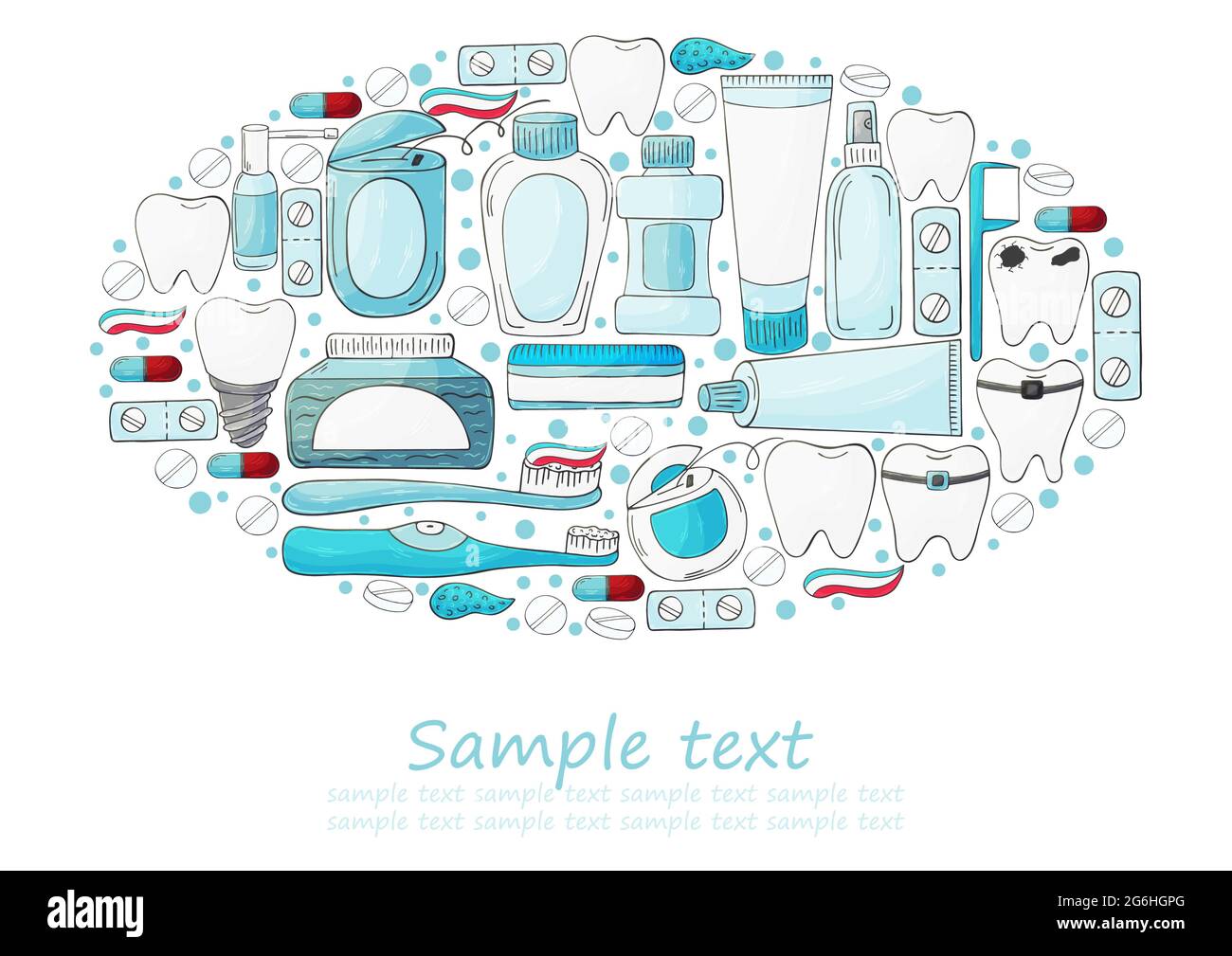 Oval set of design elements, text. Set of elements for the care of the ...