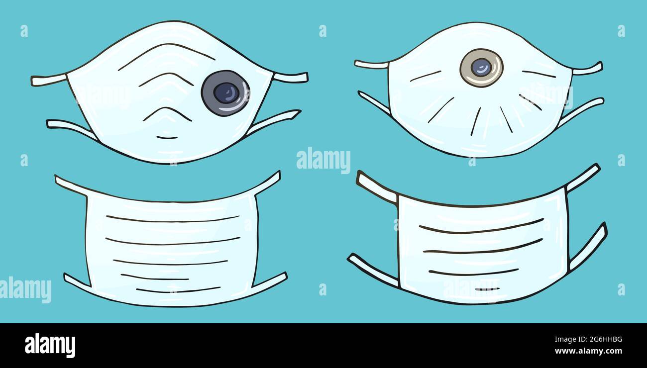 Set of masks in hand draw style. Set of vector illustrations ...