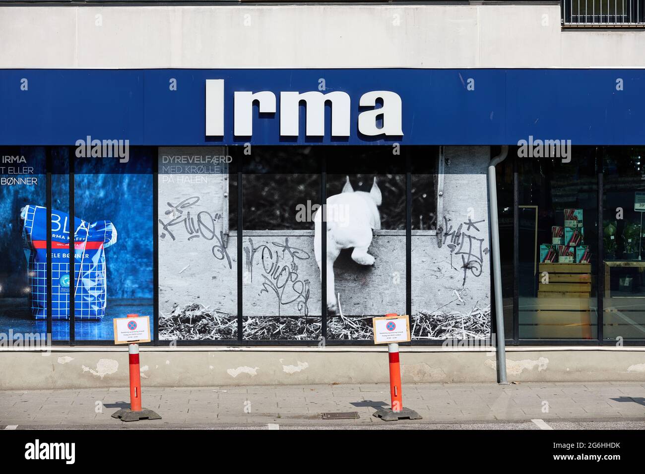 Irma, Danish supermarket chain, sign on facade; Copenhagen, Denmark ...