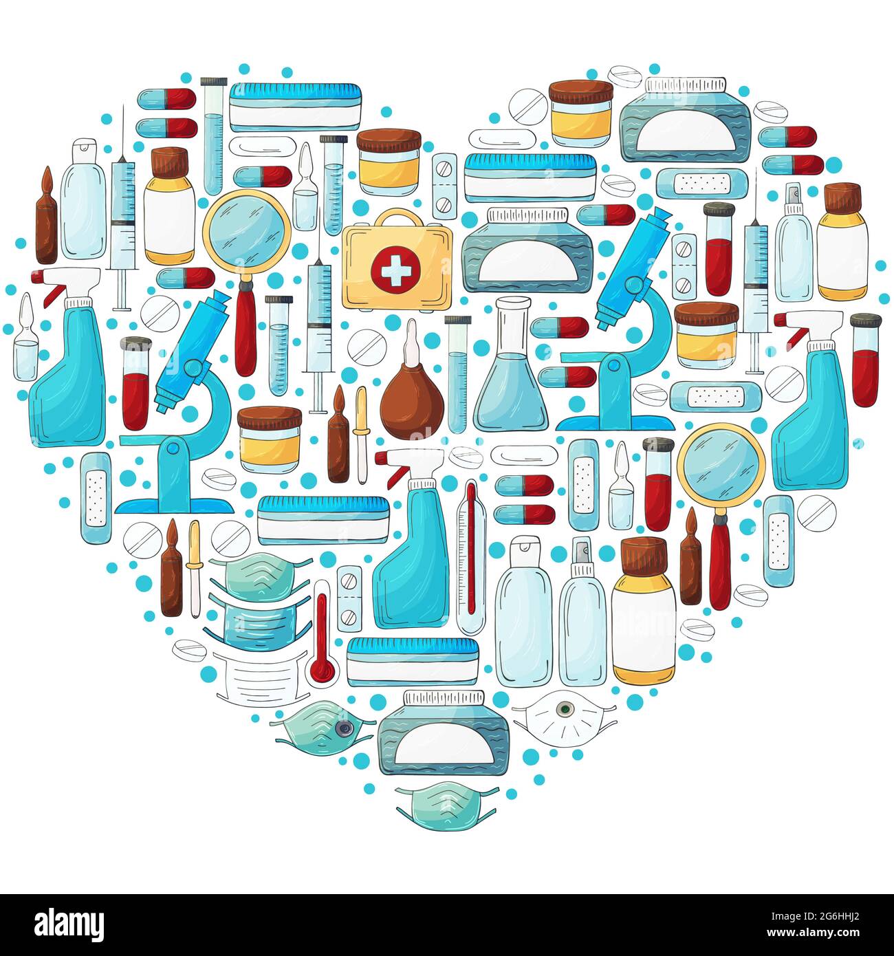 Heart Collection of vector illustrations. Laboratory assistant doctor ...