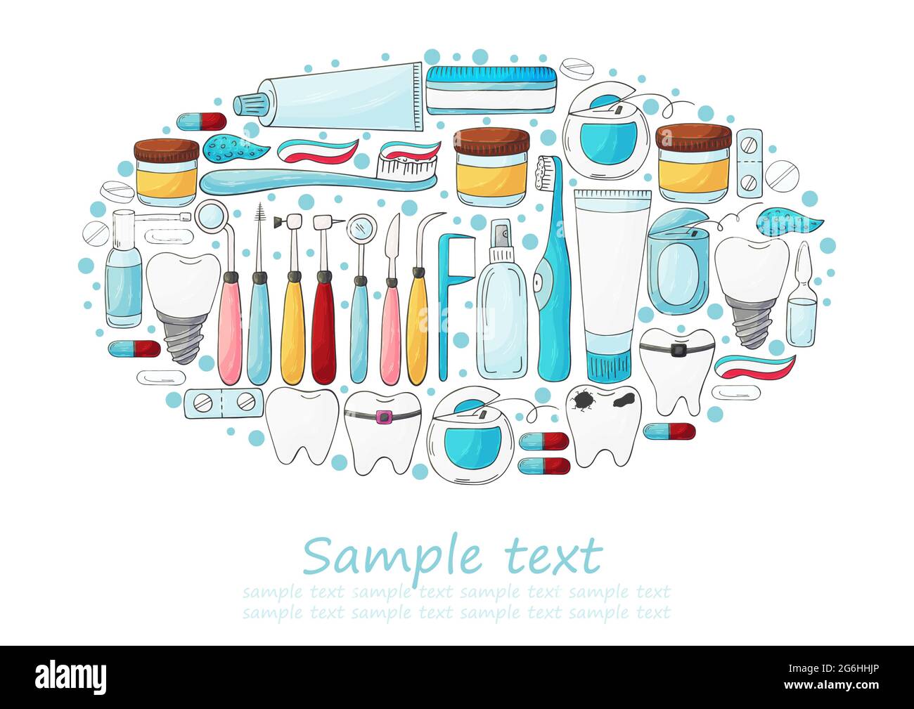 Oval collection of vector illustrations, text. Set of elements for the ...