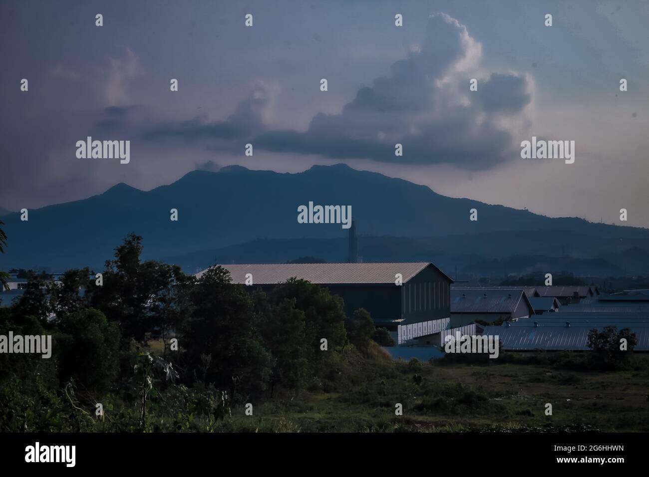 Seeing the industrial area from the top of the mountain Stock Photo - Alamy